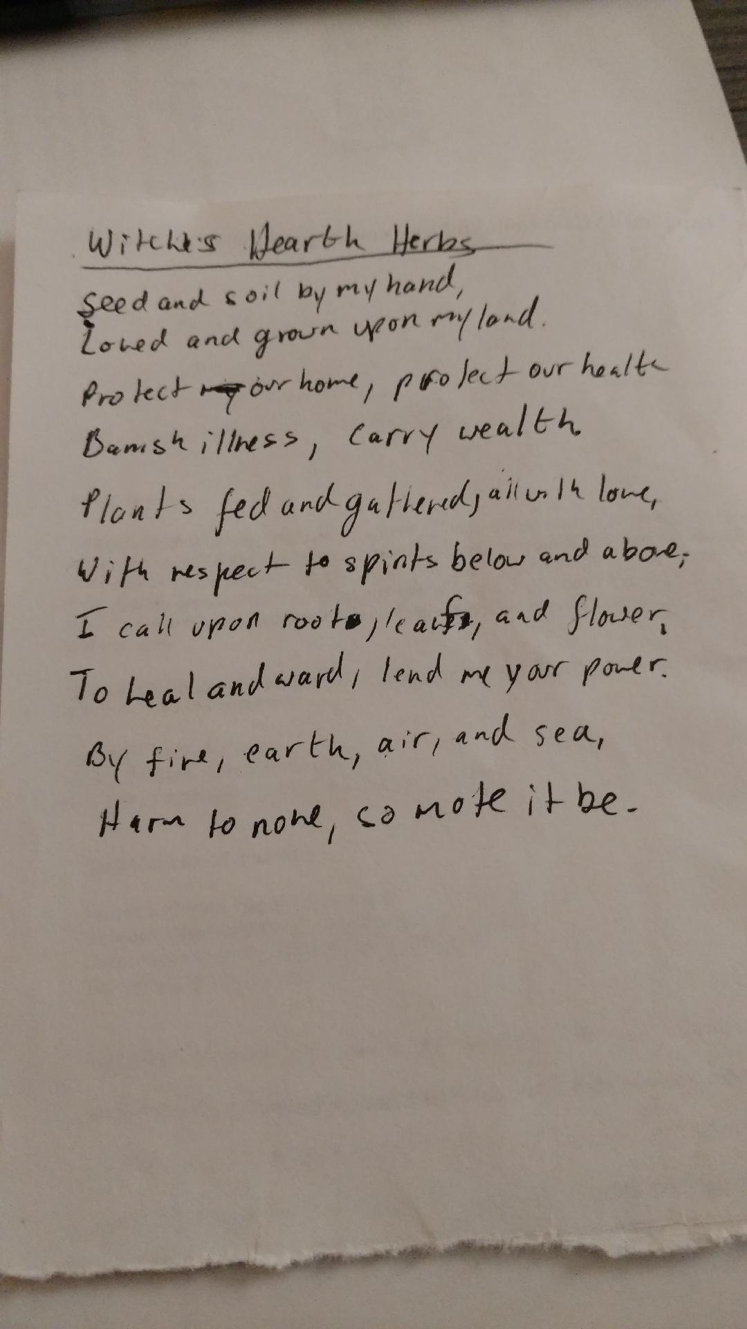 04122019 Witch’s Hearth Herbs Poem – Trisha J. Wooldridge